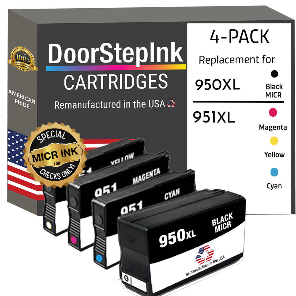 DoorStepInk Brand for HP 950XL 1 Black MICR / 951XL 3 Color 4-pack Rem
