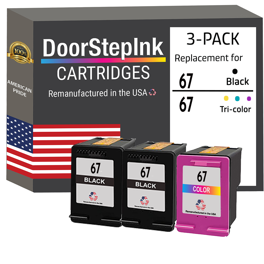 HP 67 2 Black & 1 Color Ink Cartridge-3 Pack | DoorStepInk