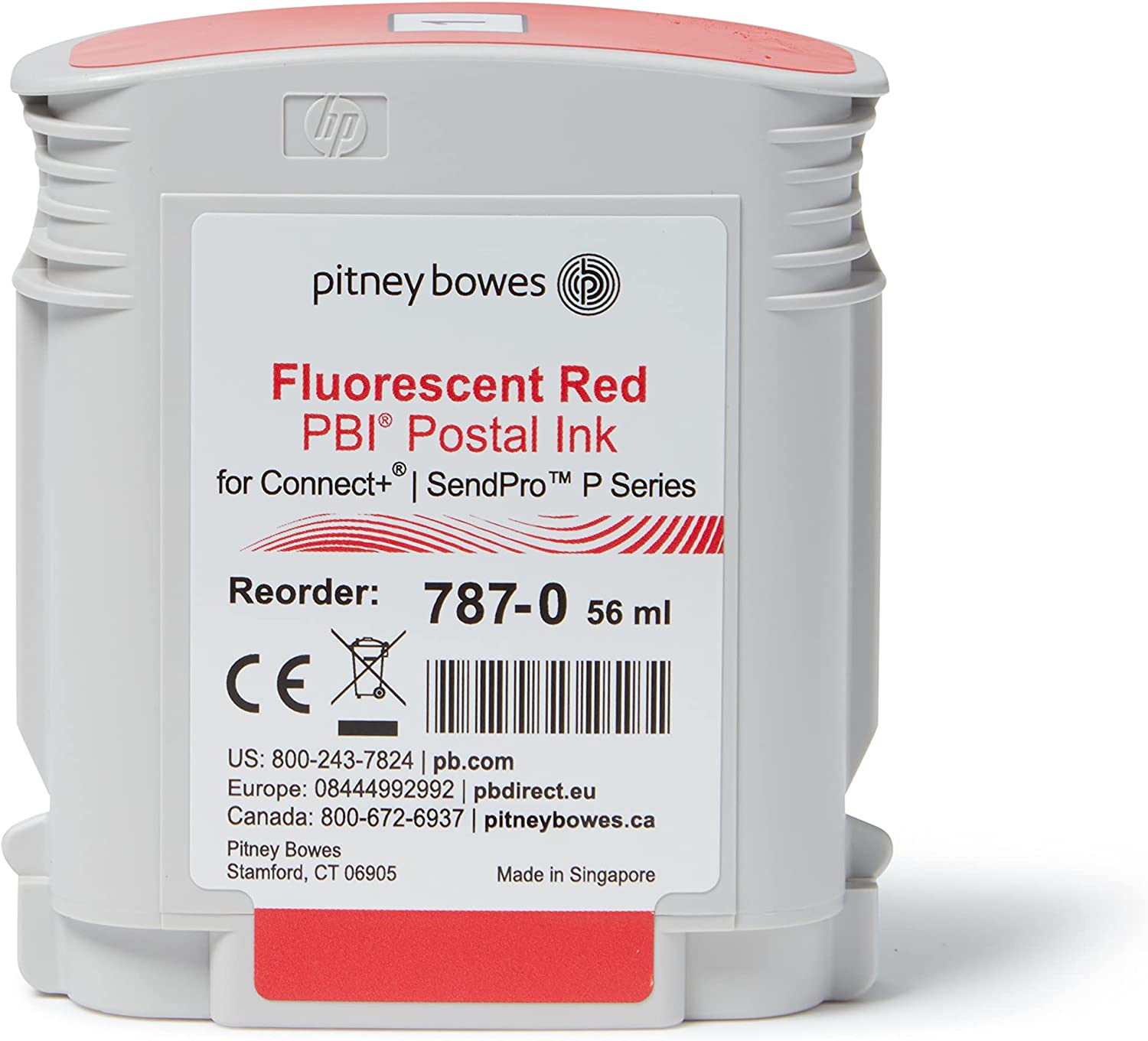 Original Pitney Bowes 787-0 Fluorescent Red Ink Cartridge | DoorStepInk