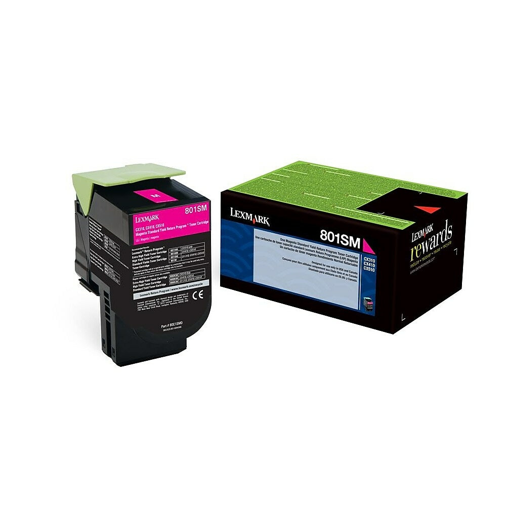 Original Lexmark 801SM Standard Yield Magenta Toner Cartridge, 80C1SM0 ...