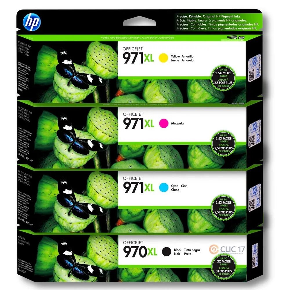 Original HP 970XL Black 971XL Cyan, Magenta, Yellow ink cartridges-4 P ...