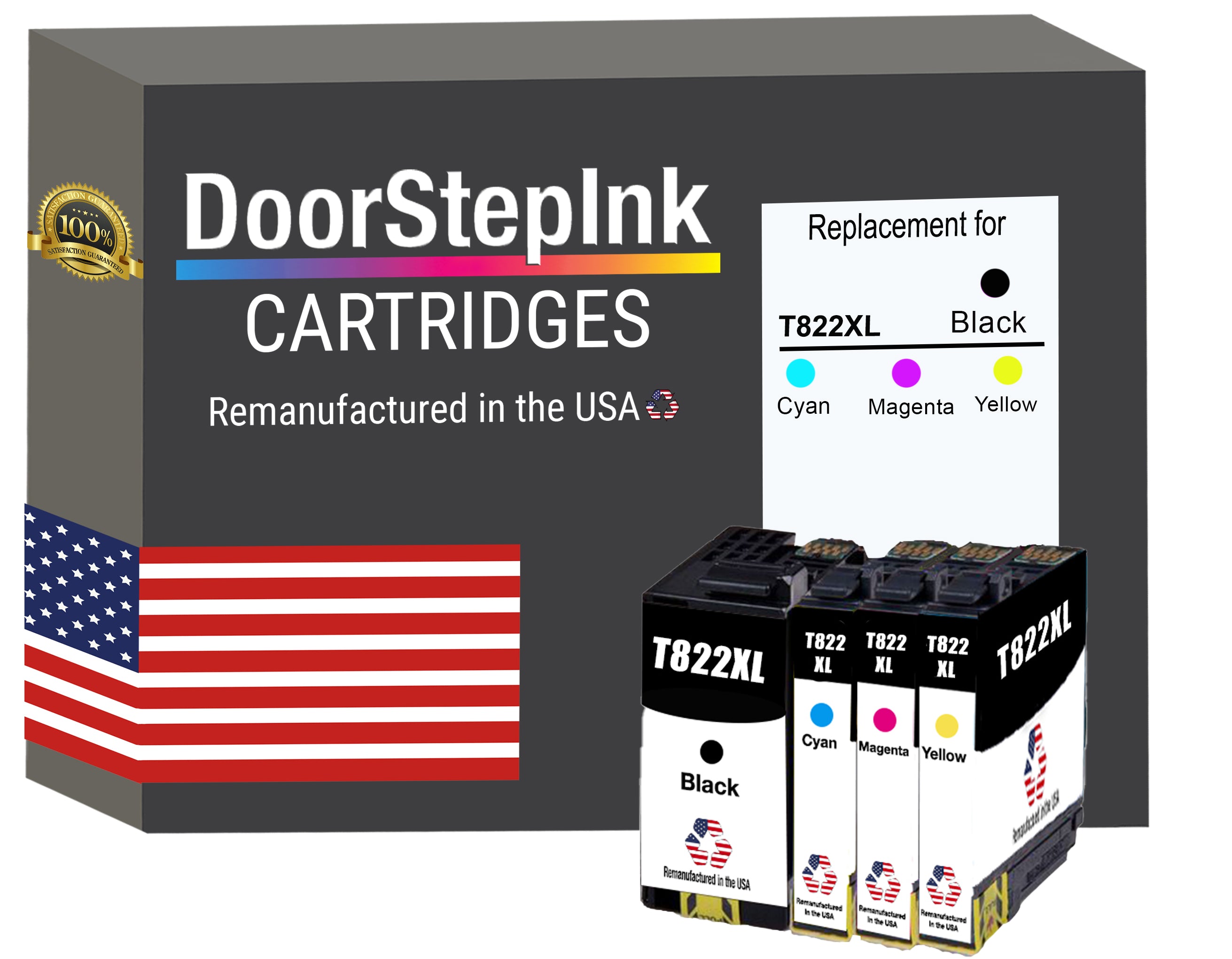 DoorStepInk Brand for Epson T822XL High Yield Remanufactured in USA In