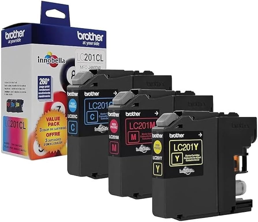 Original Brother LC201 Standard Yield Tri-Colour Ink Cartridge-3-Pack ...