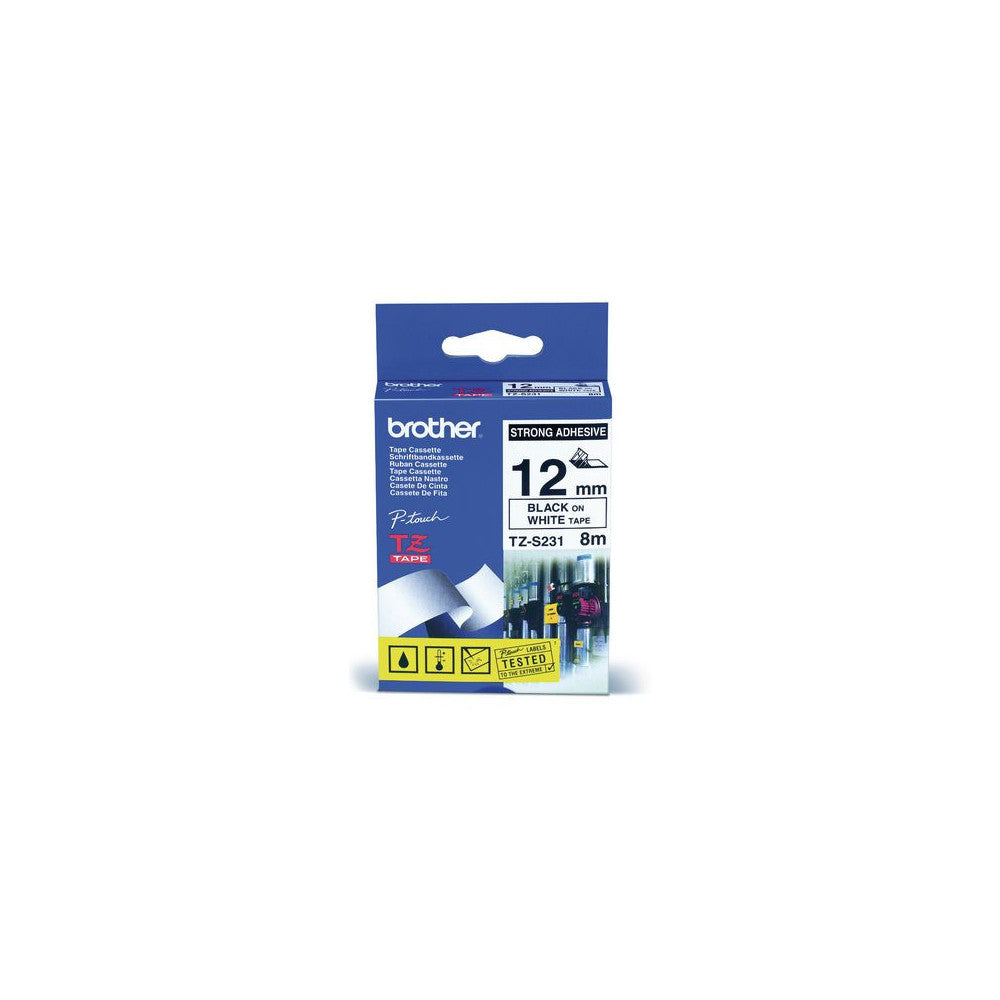 Original Brother TZe-S231 Labelling Tape Cassette 12mm (W) * 8m (L) Bl ...