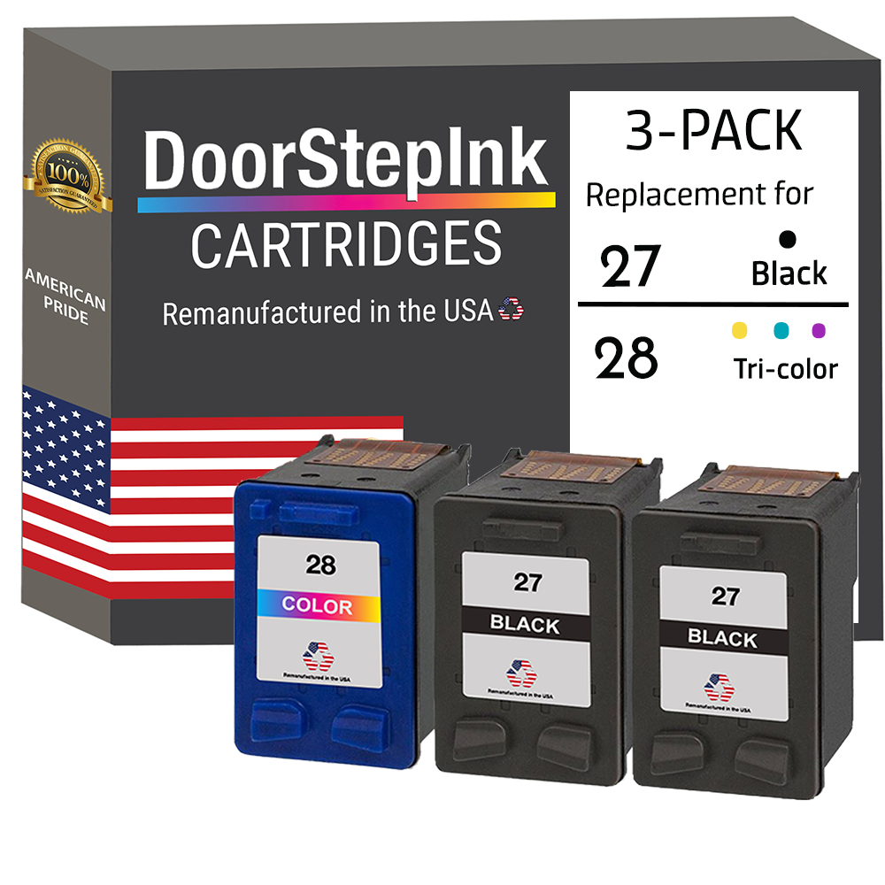 HP 27 2 Black / 28 Color Ink Cartridges 3-Pack | DoorStepInk