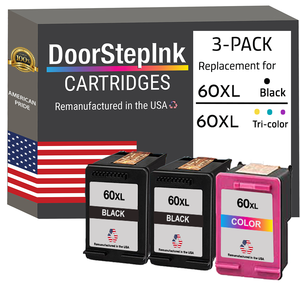 HP 60XL (CC641WN) Black & Color (CC644WN) Ink Cartridge, 3-Pack ...