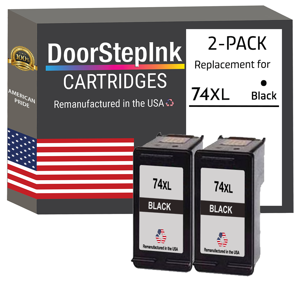 DoorStepInk Brand for HP 74XL (CB336WN) Black Twin Pack Remanufactured
