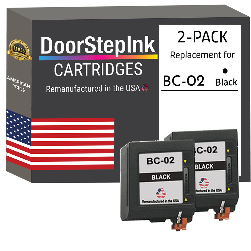 DoorStepInk Brand for Canon BC-02 Black Twin Pack Remanufactured in th