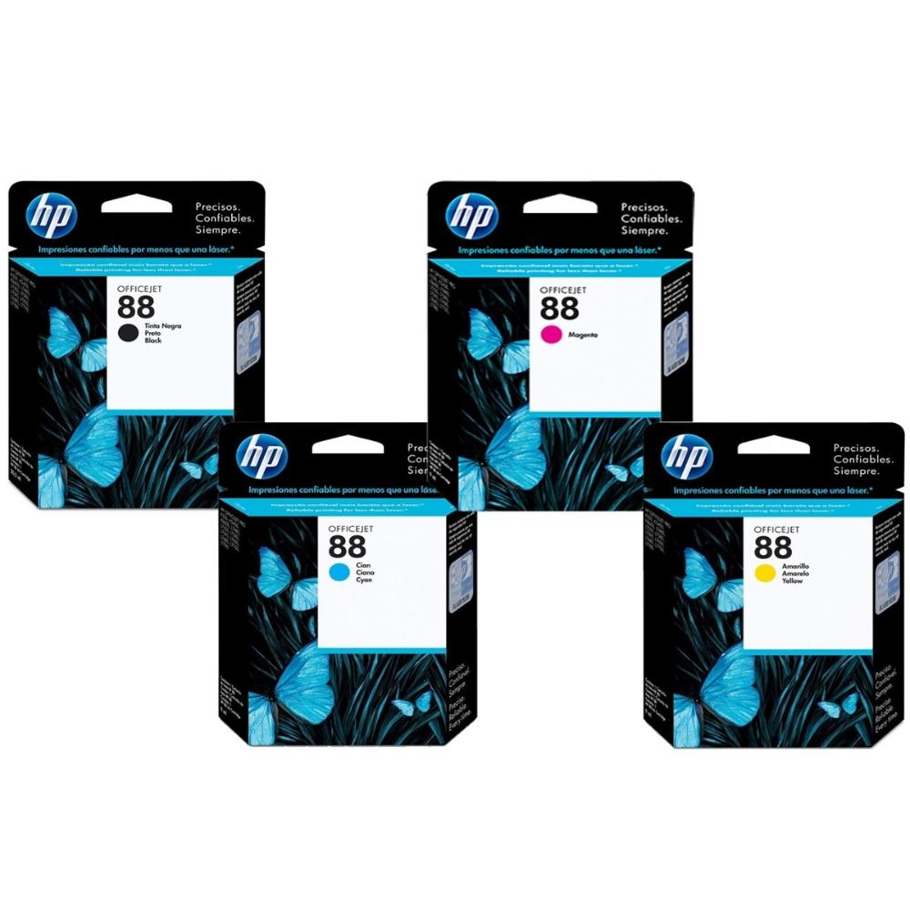 HP 88 Black Cyan Magenta Yellow 4PK Ink Cartridges | DoorStepInk