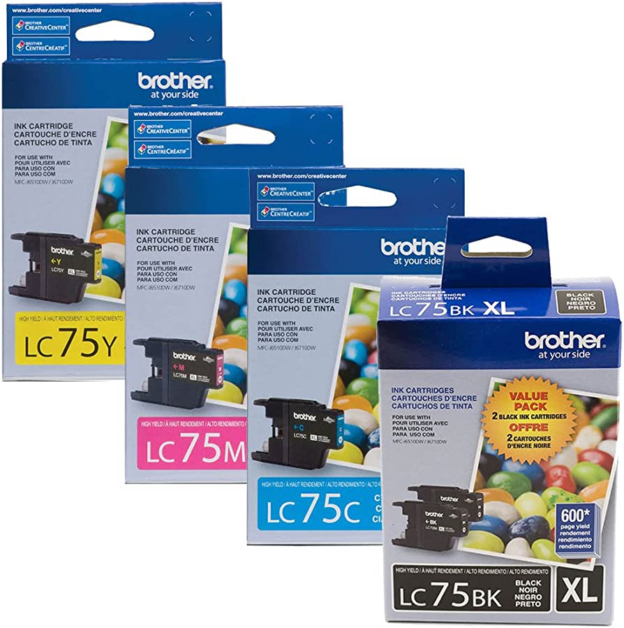 Original Brother LC75 Black, Cyan, Magenta, Yellow Ink Cartridges ...