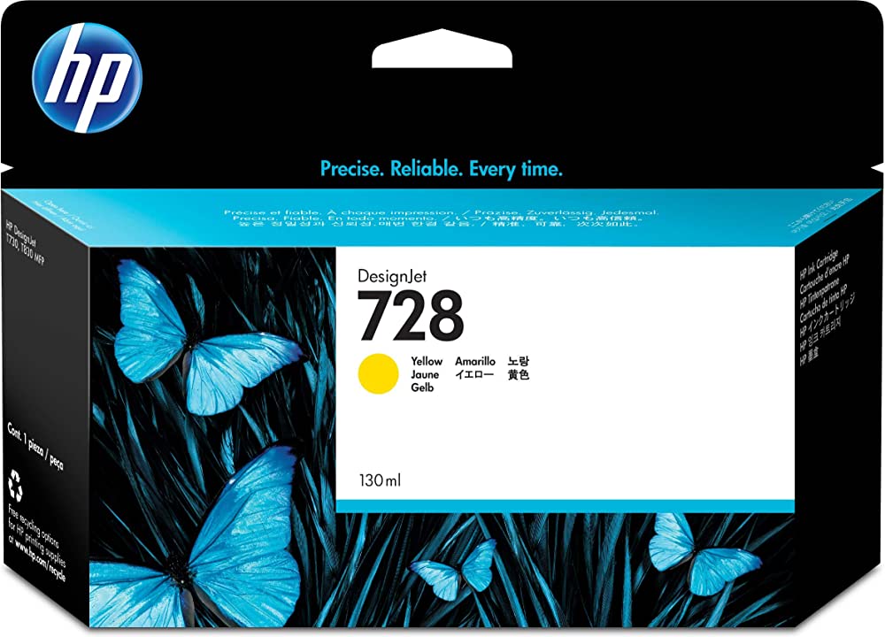 HP 728 300-ml (F9K15A) Yellow Genuine Ink Cartridge | DoorStepInk