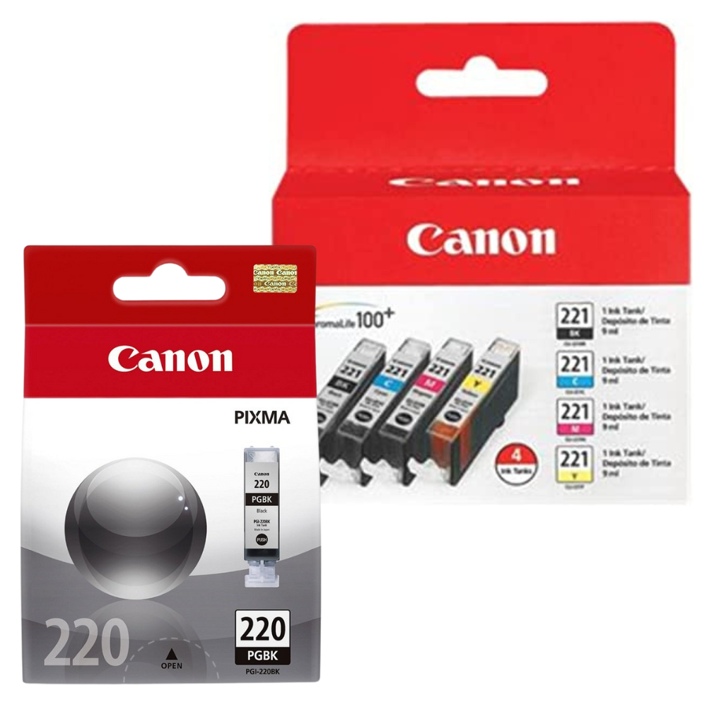 Original Canon 1 PGI-220 Black / CLI-221 1 Black and 3 Colors 5-Pack ...