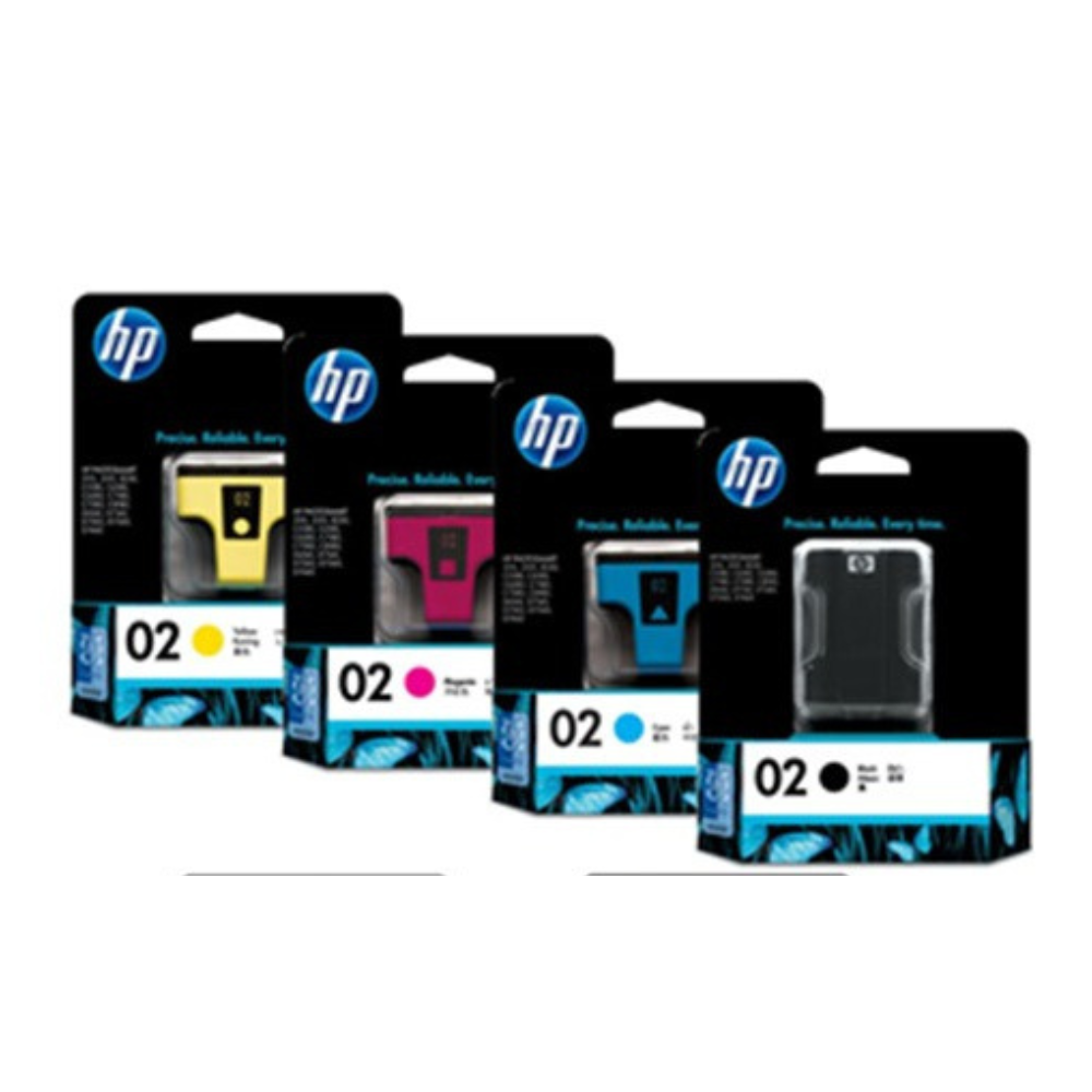 Genuine HP 02 Black and Color Ink Cartridges-4 Pack | DoorStepInk