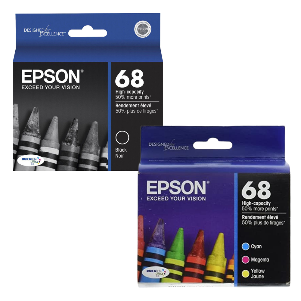 New Genuine Epson 68 Black, Cyan, Magenta, Yellow Ink Cartridges ...